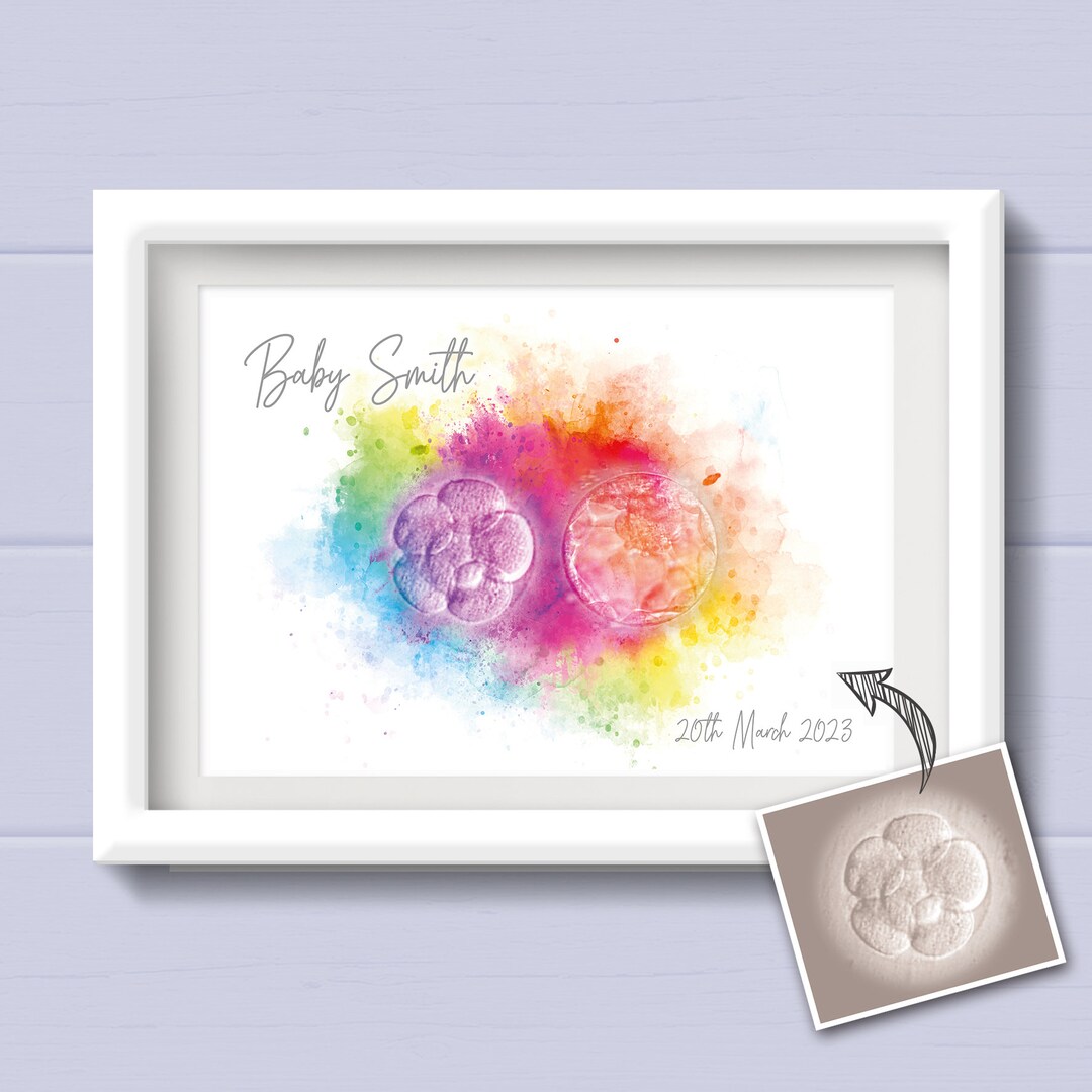 Double Embryo Watercolour IVF Art Print, Nursery Art Decor ...