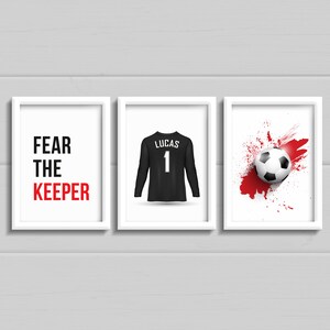 Goalkeeper Football Prints for Boys Bedroom Decor, Set of 3 Goalie ...