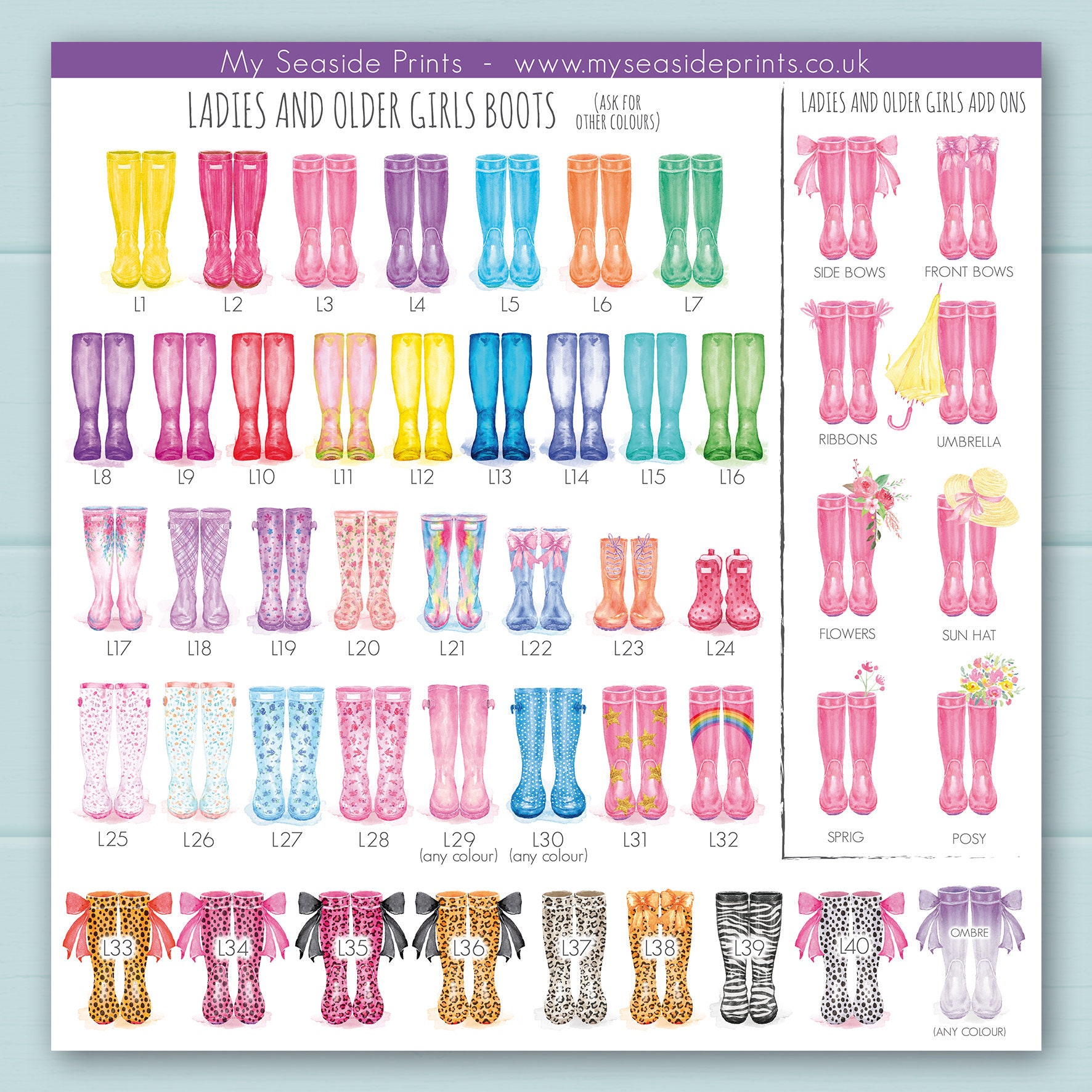 Welly Boot Personalised Family Print. Mothers Day Gift for Mum | Etsy UK