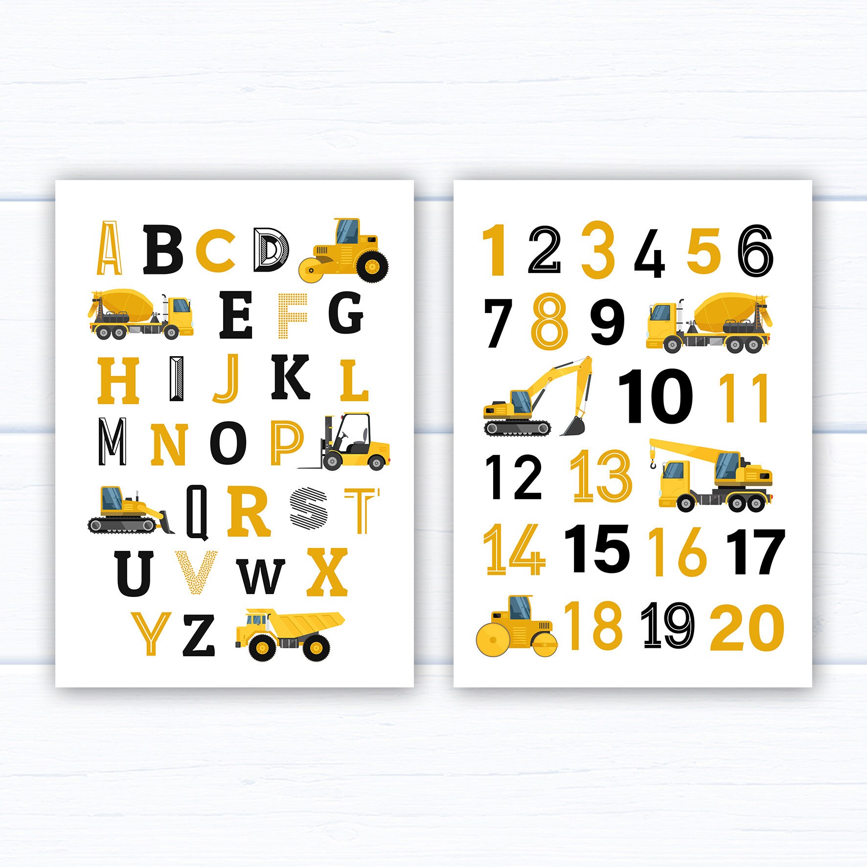 Construction Themed Educational Prints Choose From Alphabet | Etsy UK
