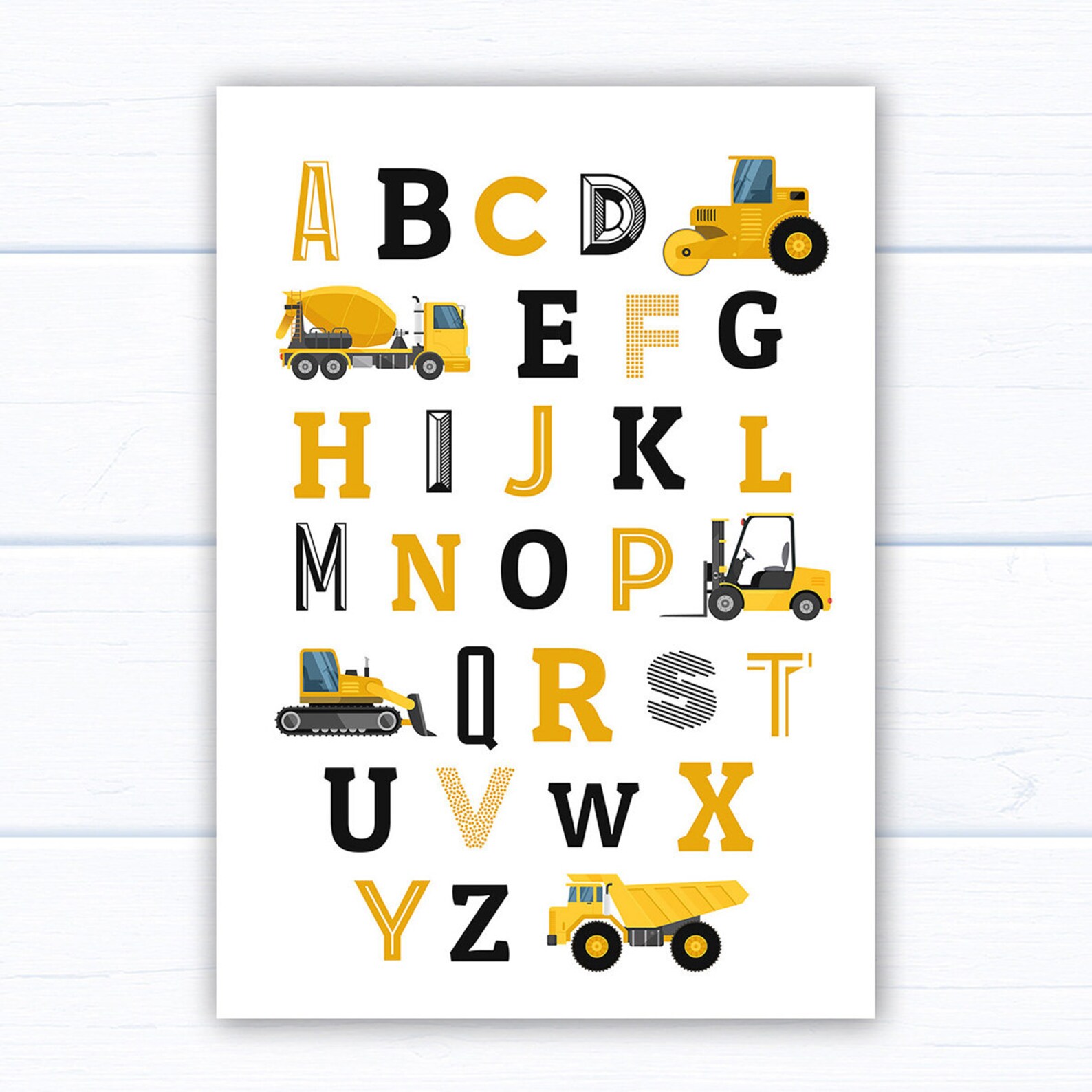Construction Themed Educational Prints Choose From Alphabet | Etsy UK