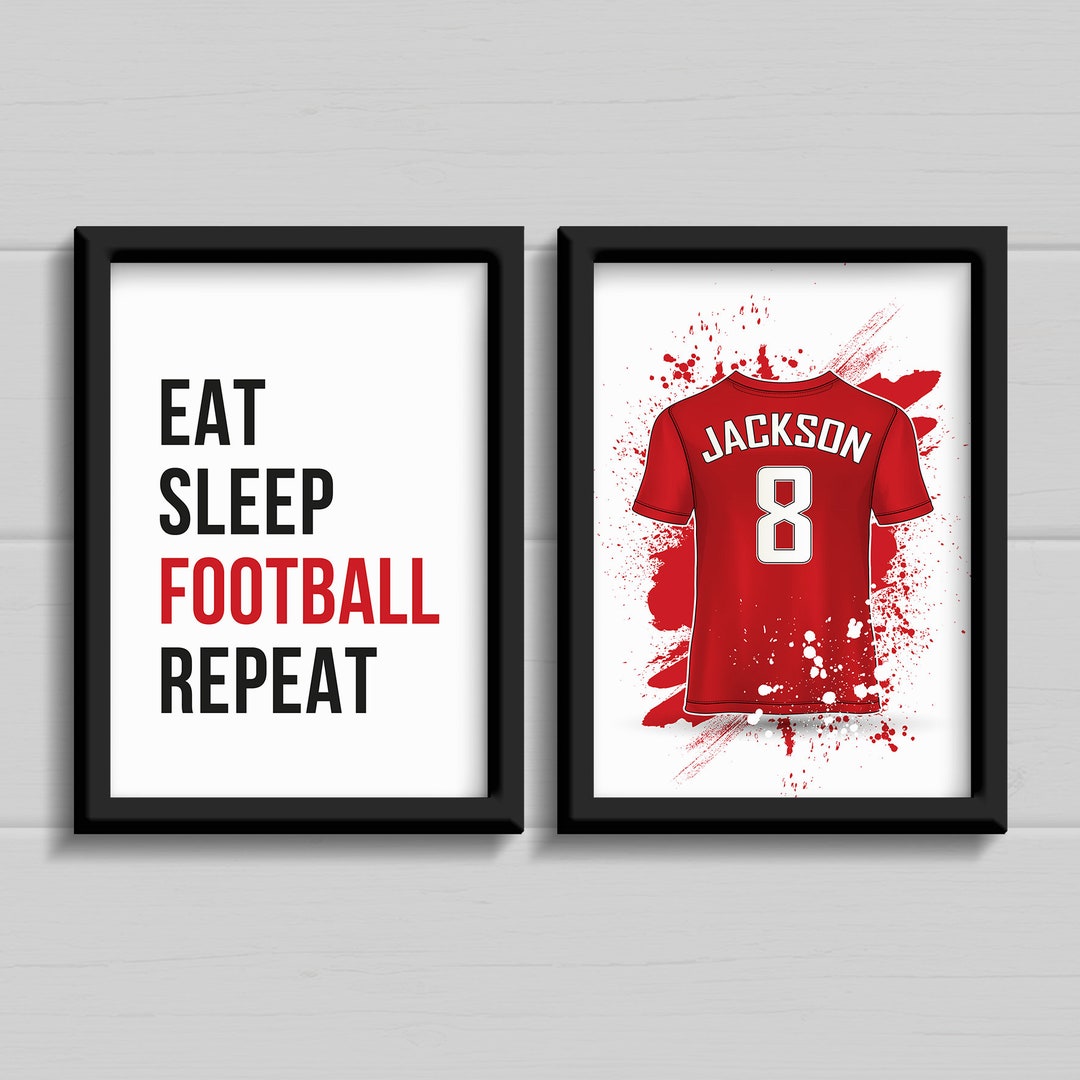 Football Prints, Set of 2 Personalised Boys Bedroom Art, Any Colour ...