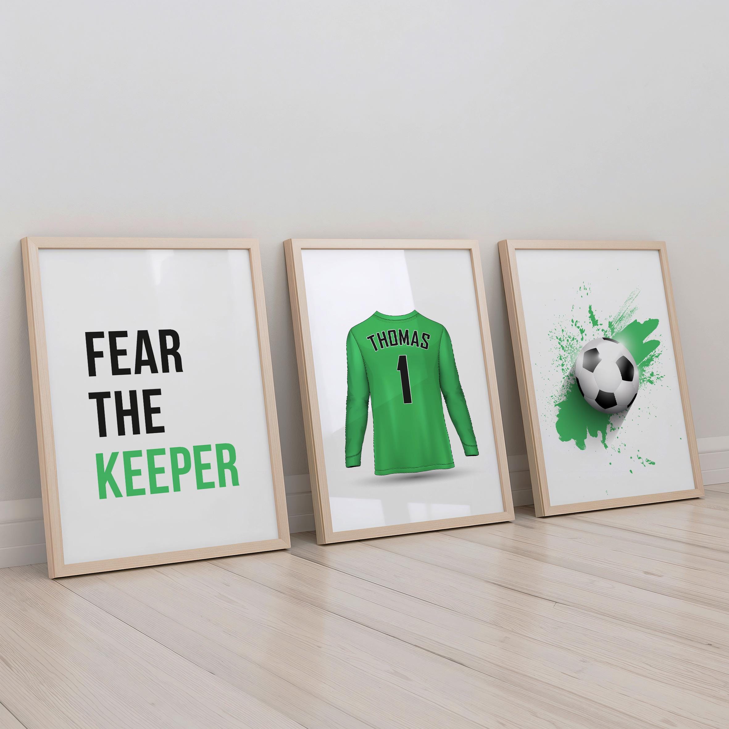Goalkeeper Football Prints for Boys Bedroom Decor, Set of 3 Goalie ...