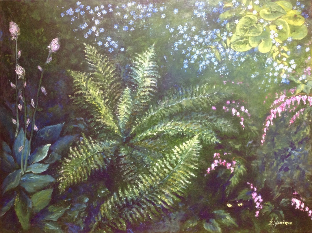 Original Oil Painting: Midsummer Night Garden, 31x24 In - Etsy