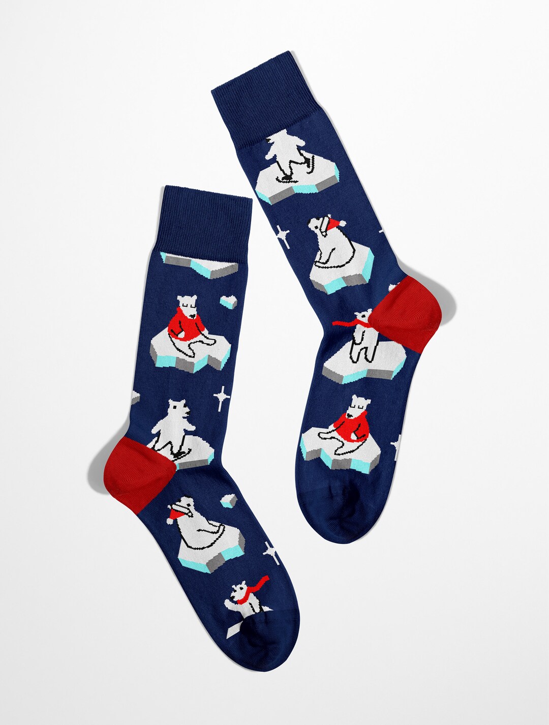Polar Bears Holiday Socks Bear on Ice Socks Fun Socks Winter Socks ...