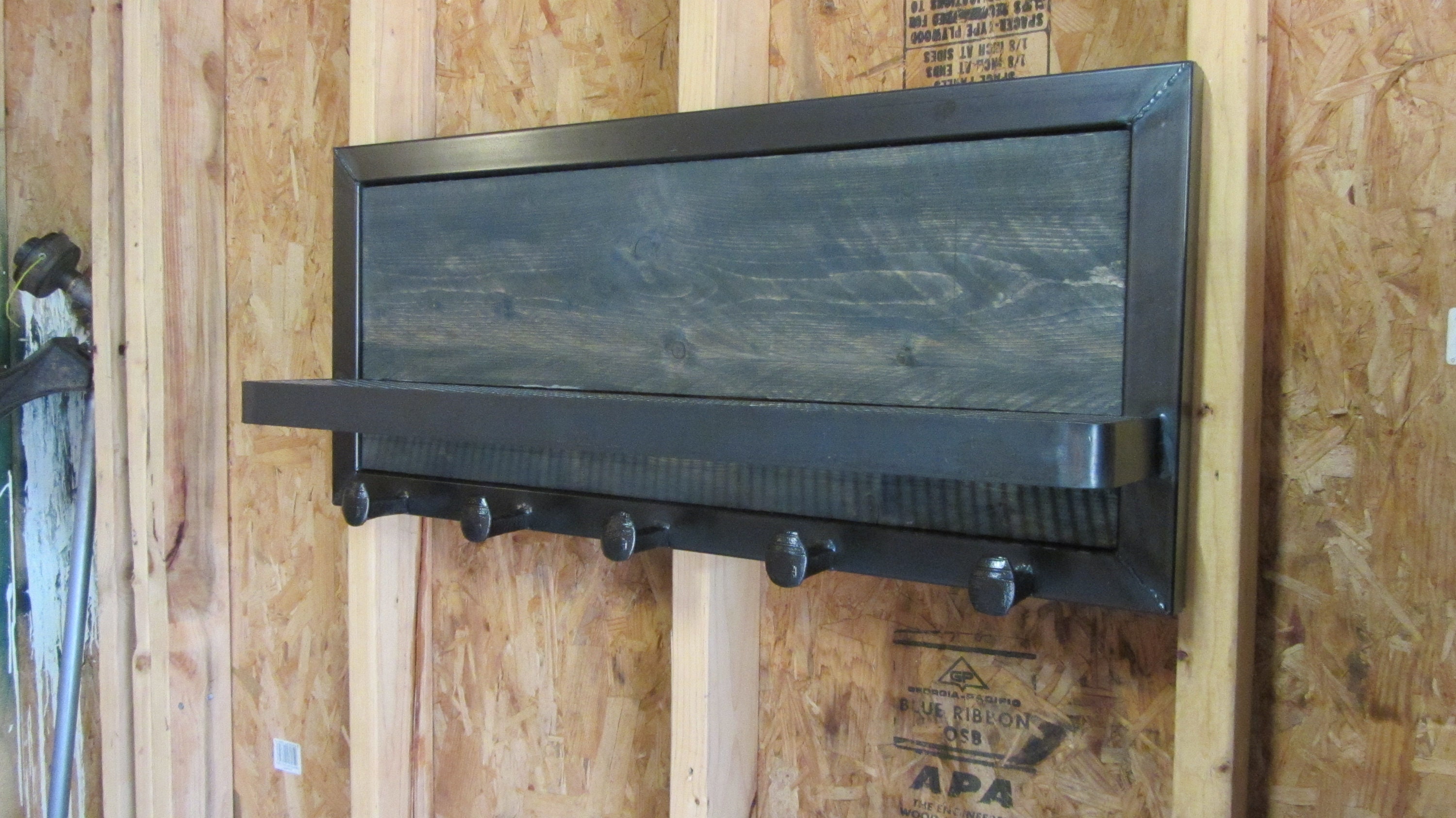 Entryway Wall Shelf & Rail Road Spike Coat Rack Rustic - Etsy