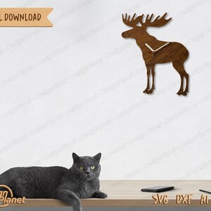 Wild Animals Laser Cut Clock, Wall Clock SVG, Bear Svg, Moose Svg, Wold ...