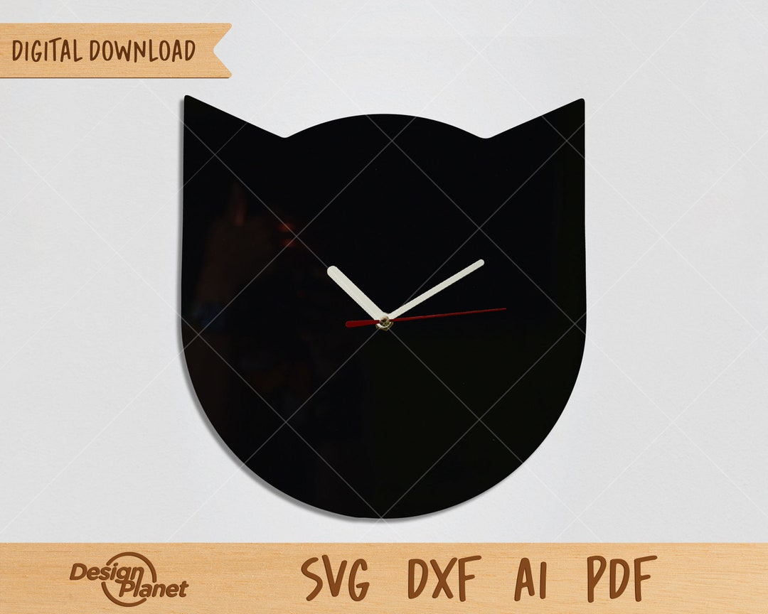 Wall Clock Cat Head, Cat SVG Clock Decoration - Etsy