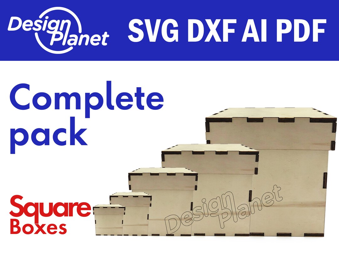 Laser Cut Files Box, Glowforge SVG Files, Laser Cut Templates, Square ...