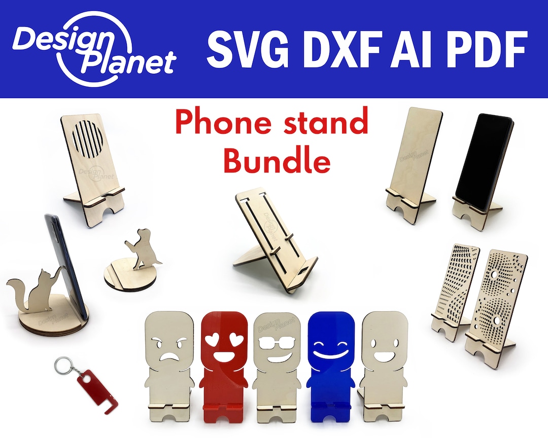 Laser Cut Phone Stand SVG Bundle: Glowforge Vector Files (digital ...