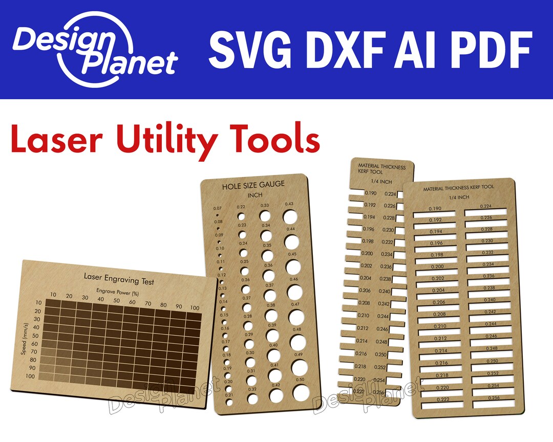 Laser Tools SVG, Kerf Test Glowforge Tools, Laser Test File, Material ...