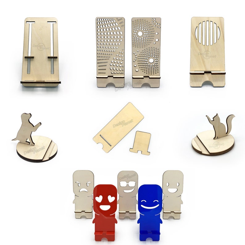 Laser Cut Phone Stand SVG Bundle: Glowforge Vector Files (digital ...