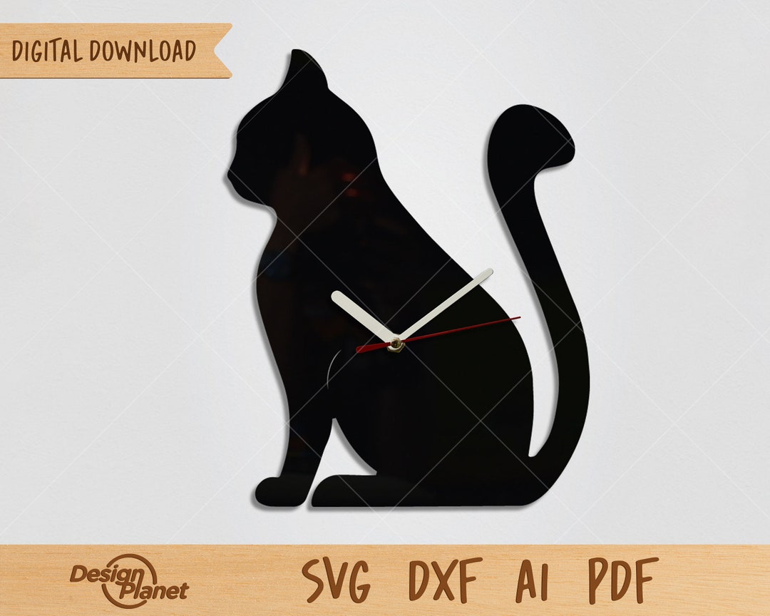 Laser Cut Cat Wall Clock SVG: Home Decor (digital Download) - Etsy