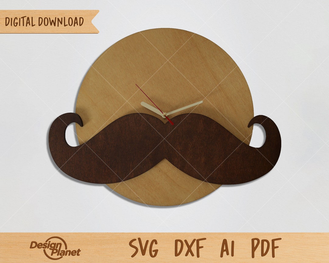 Mustache Clock SVG: Laser Cut Wall Clock Files (digital Download) - Etsy