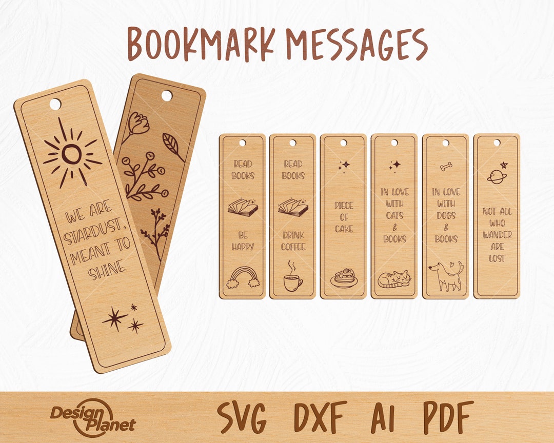 Bookmark With Messages SVG, Laser Cut Bookmark, Cricut Book Lover SVG ...