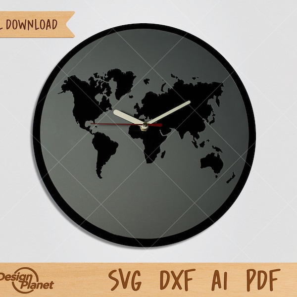 World Map Wall Clock - Etsy