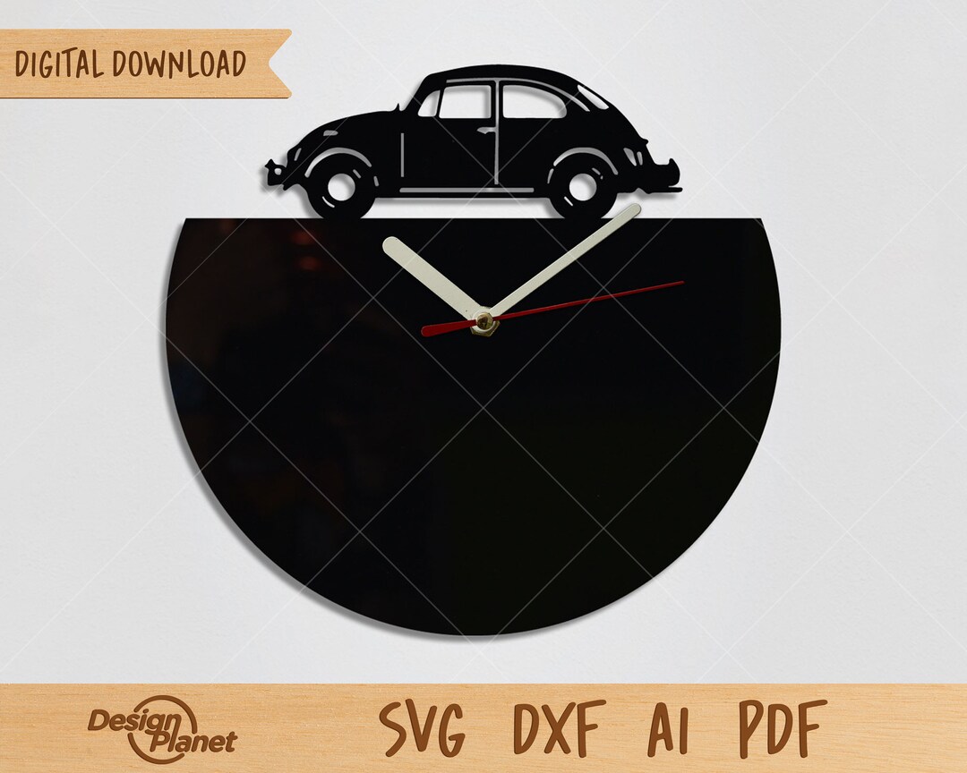 Laser Cut Retro Car Clock SVG, Clock SVG, Laser Cut Files Clock, Beetle ...