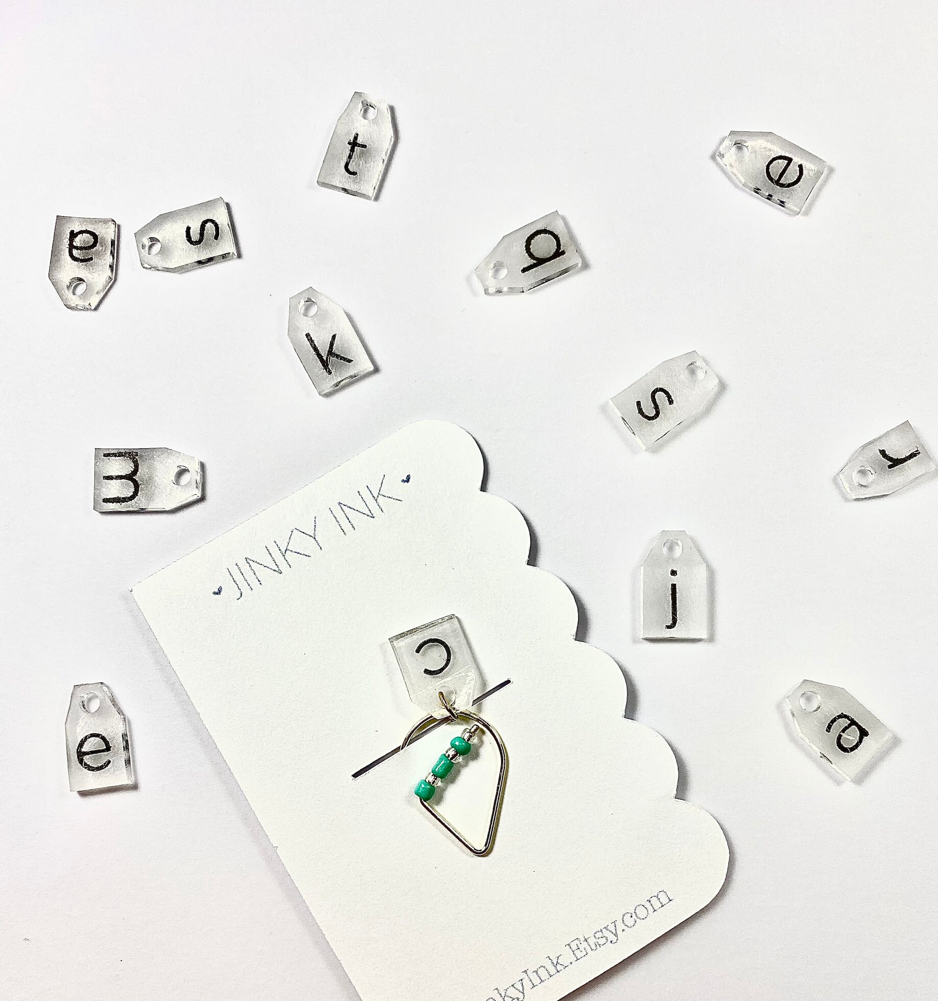 Beaded Paper Clip With Initial Clear Tag Gold or Silver - Etsy