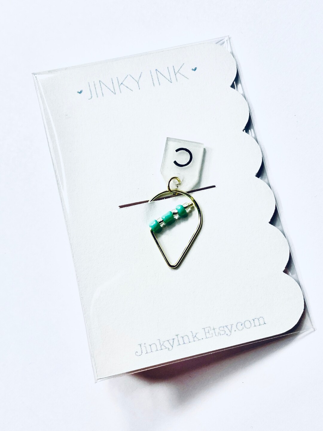 Beaded Paper Clip With Initial Clear Tag Gold or Silver - Etsy