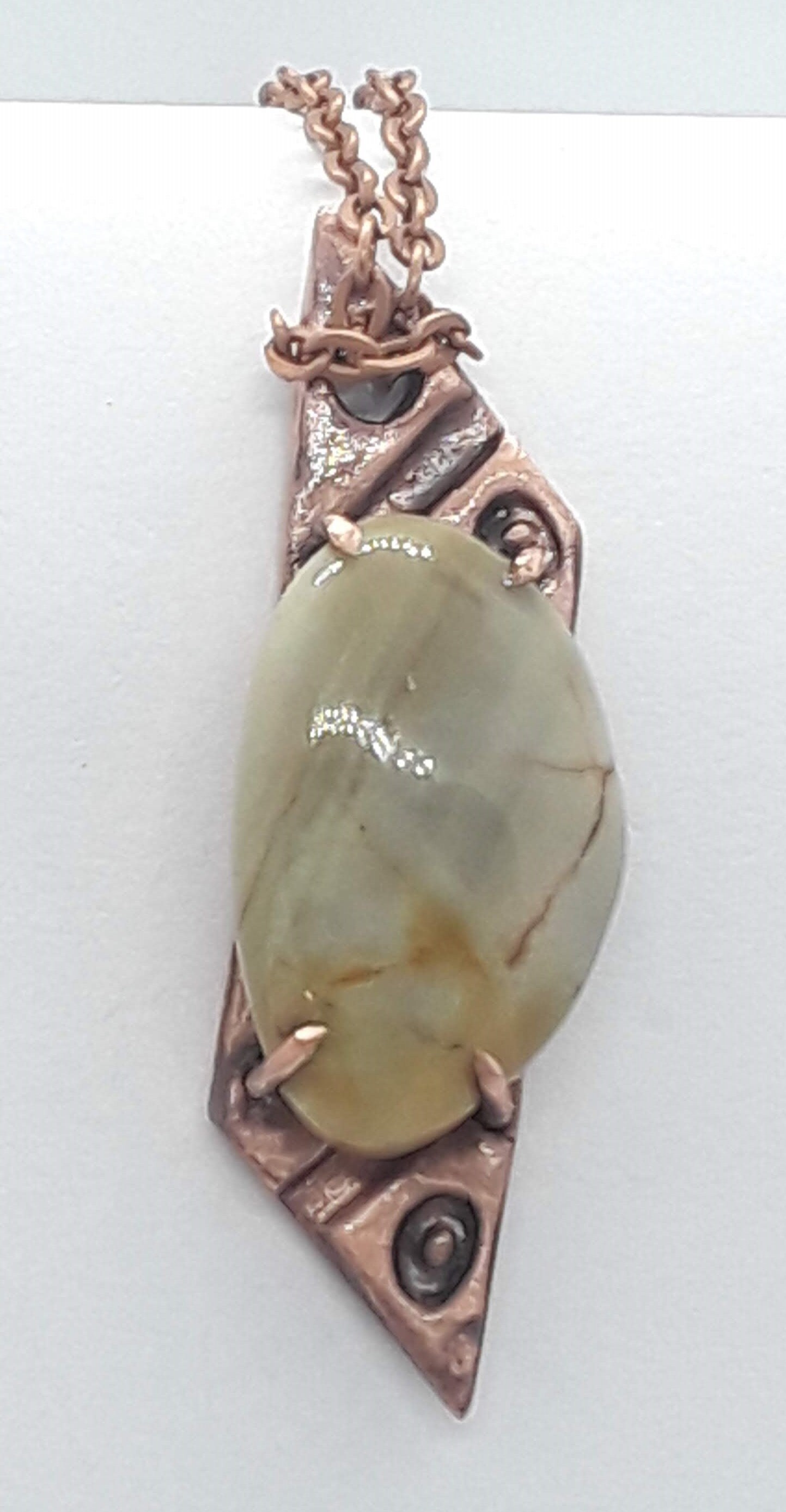 Rustic Chic Handmade Antiqued Copper Pendant With Natural - Etsy