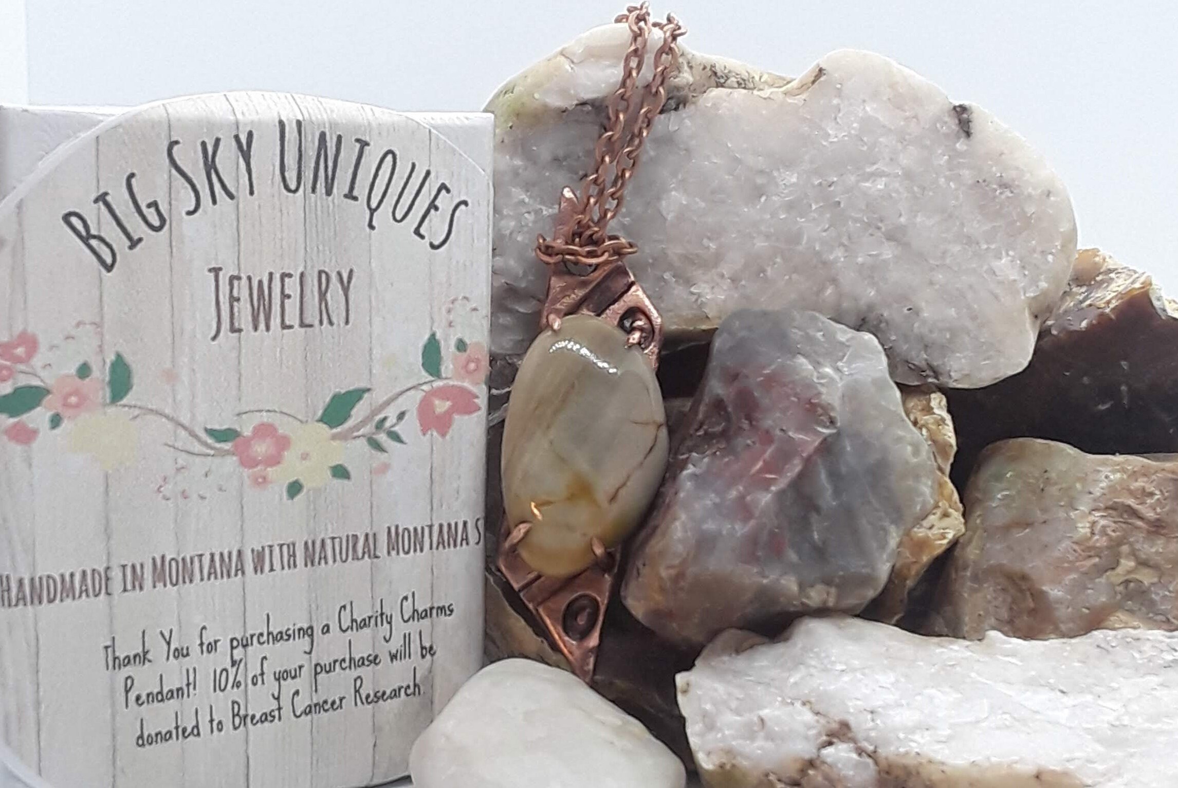 Rustic Chic Handmade Antiqued Copper Pendant With Natural - Etsy