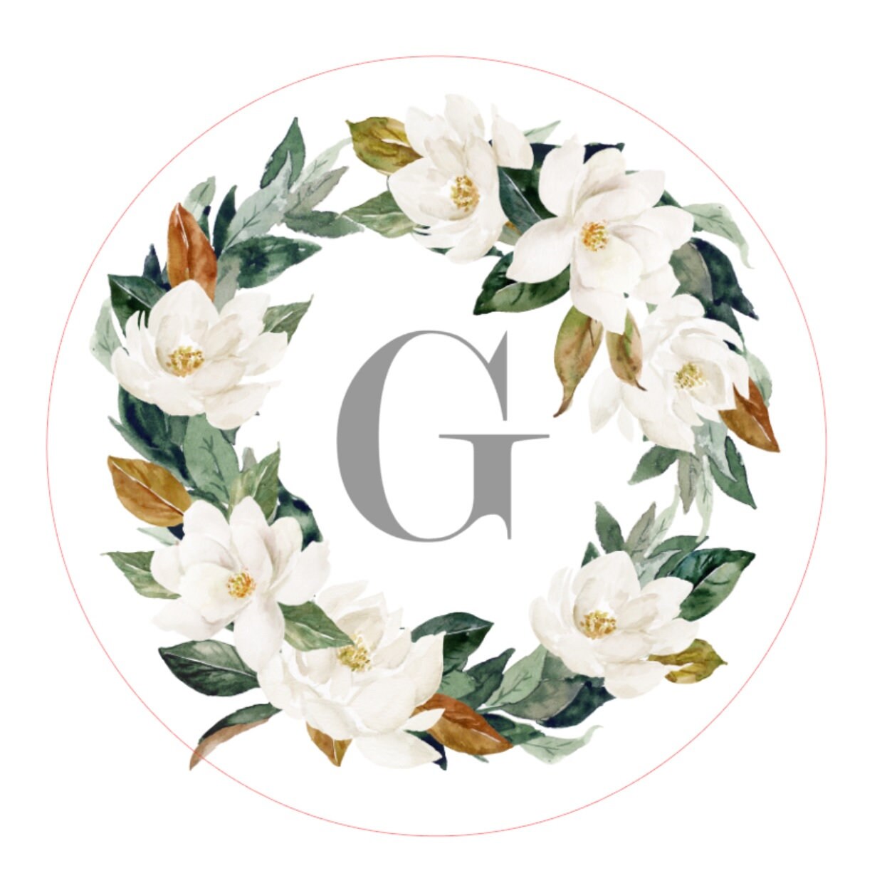 Custom Magnolia Southern Monogram Wedding Stickers / Shower | Etsy