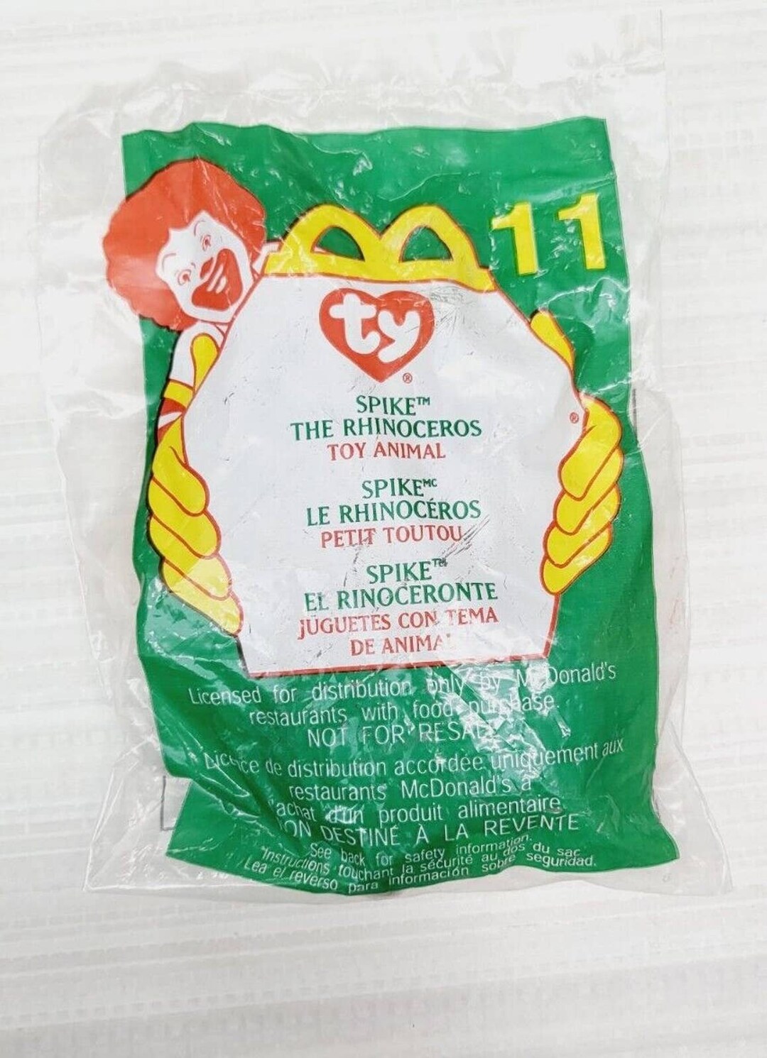 1999 Mcdonalds Happy Meal Toys Ty Beanie Babies 11 Spike the Rhino NEW ...