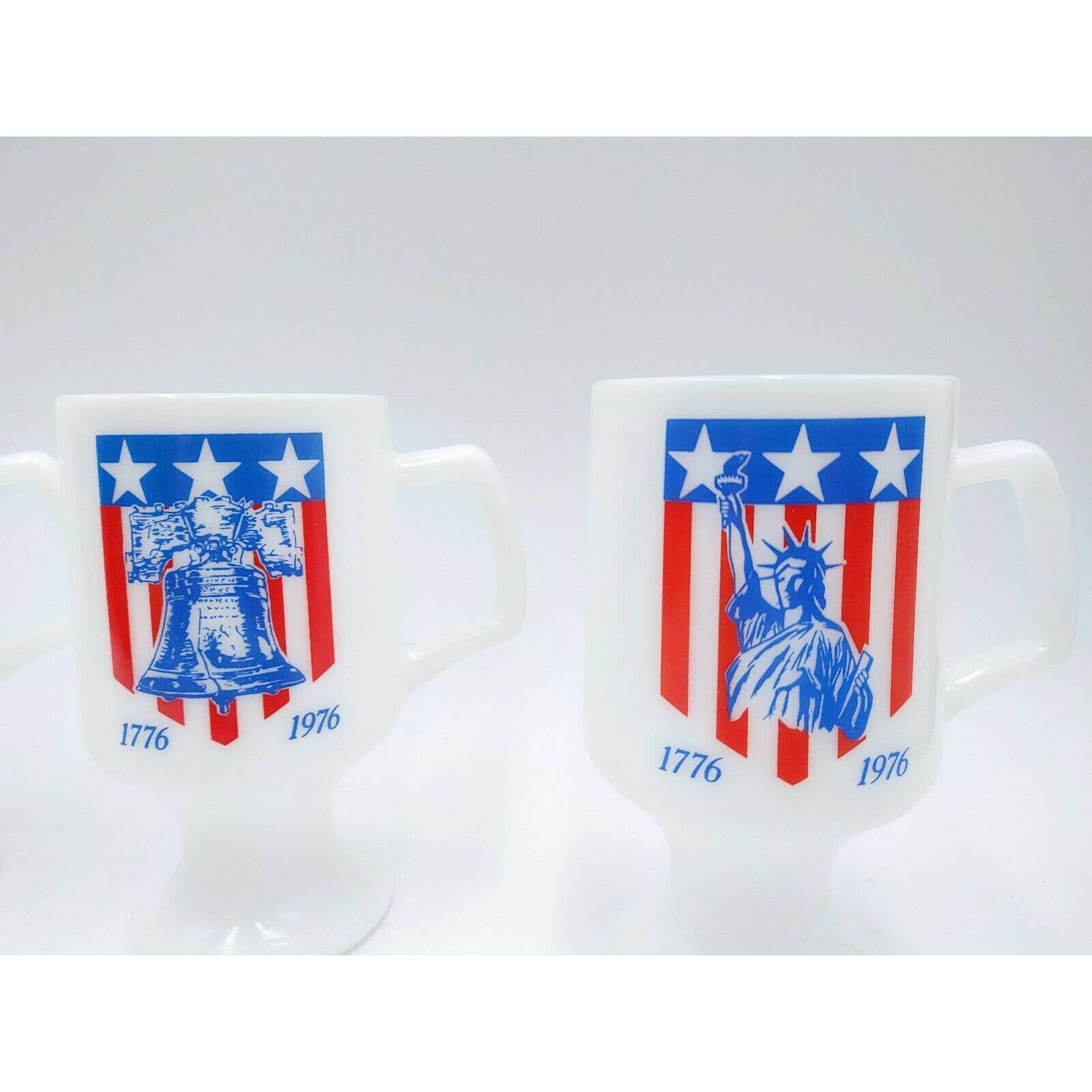 4 Vintage Milk Glass Footed Coffee Cups 1776 1976 - Etsy