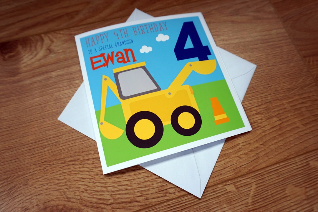 Personalised Digger 1st 2nd 3rd 4th 5th Birthday Card - Any Age/any ...