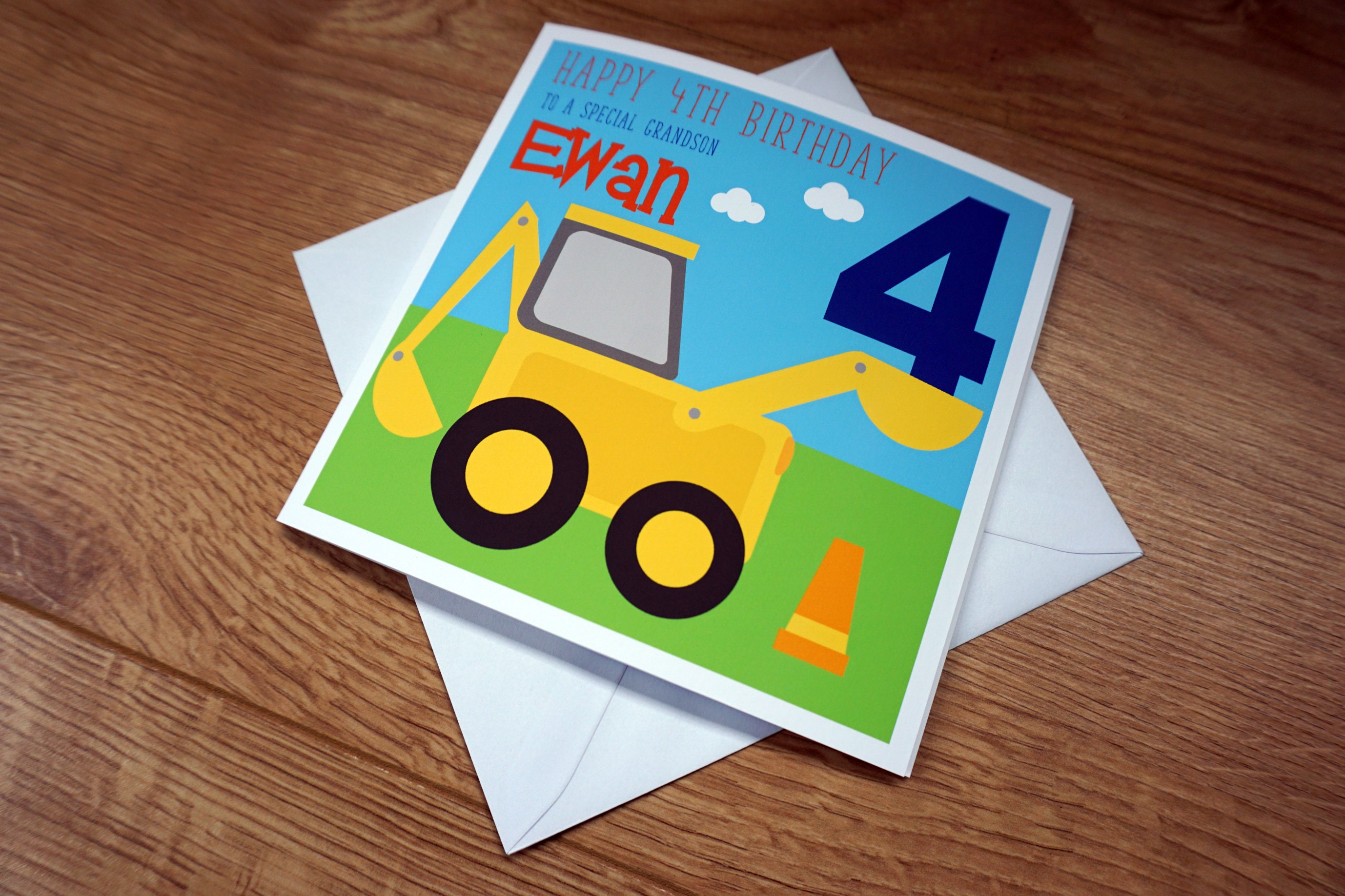 Personalised Digger 1st 2nd 3rd 4th 5th Birthday Card Any | Etsy UK