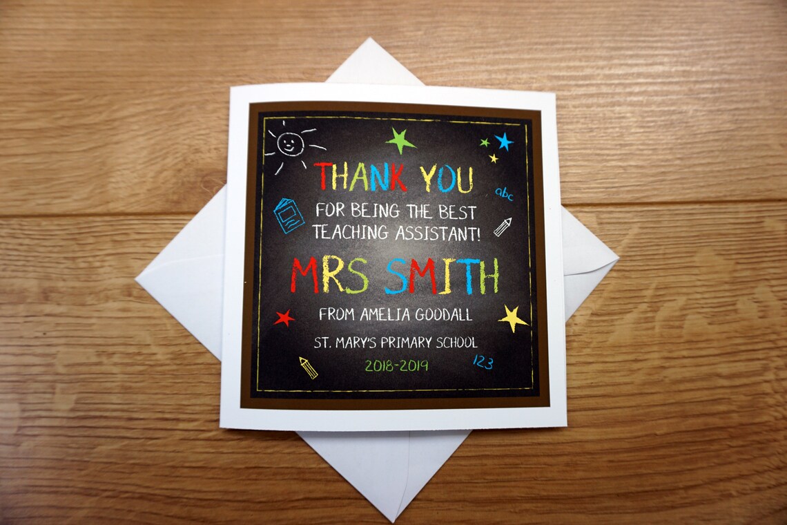 Personalised Teacher Thank You Card Teaching Assistant TA Nursery ...