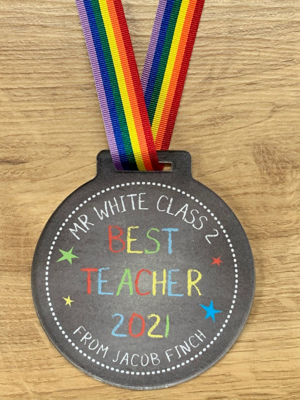 Personalised Best Teacher Medal Best Teaching Assistant - Etsy