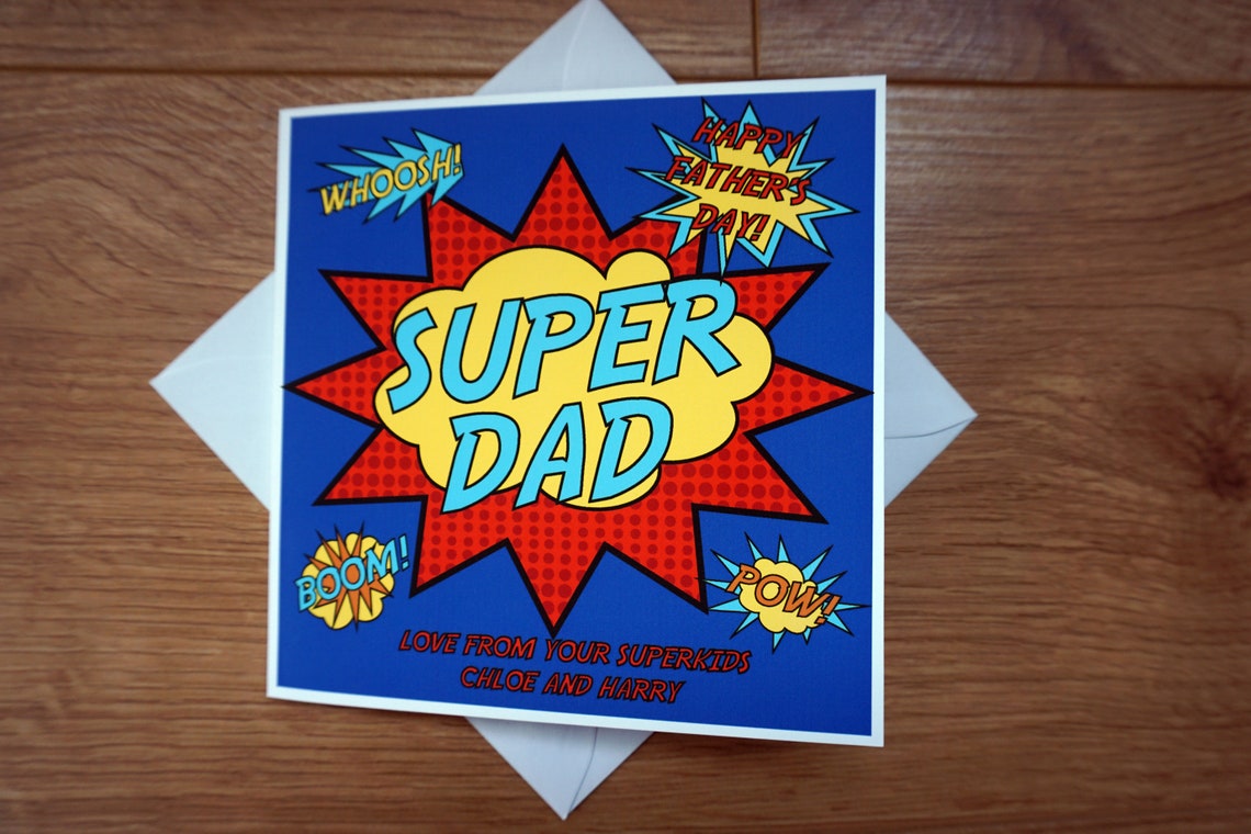 Personalised Super Dad FATHERS DAY Card Daddy Dad Superhero - Etsy