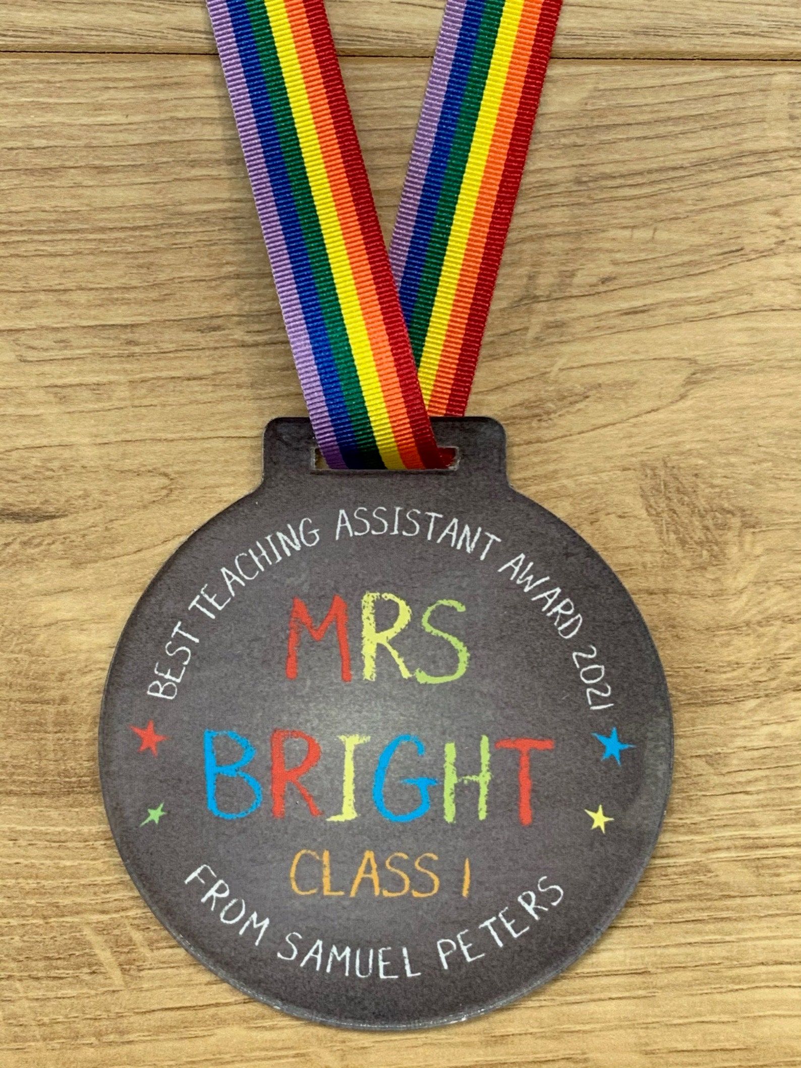 Personalised Best Teacher Medal Best Teaching Assistant - Etsy