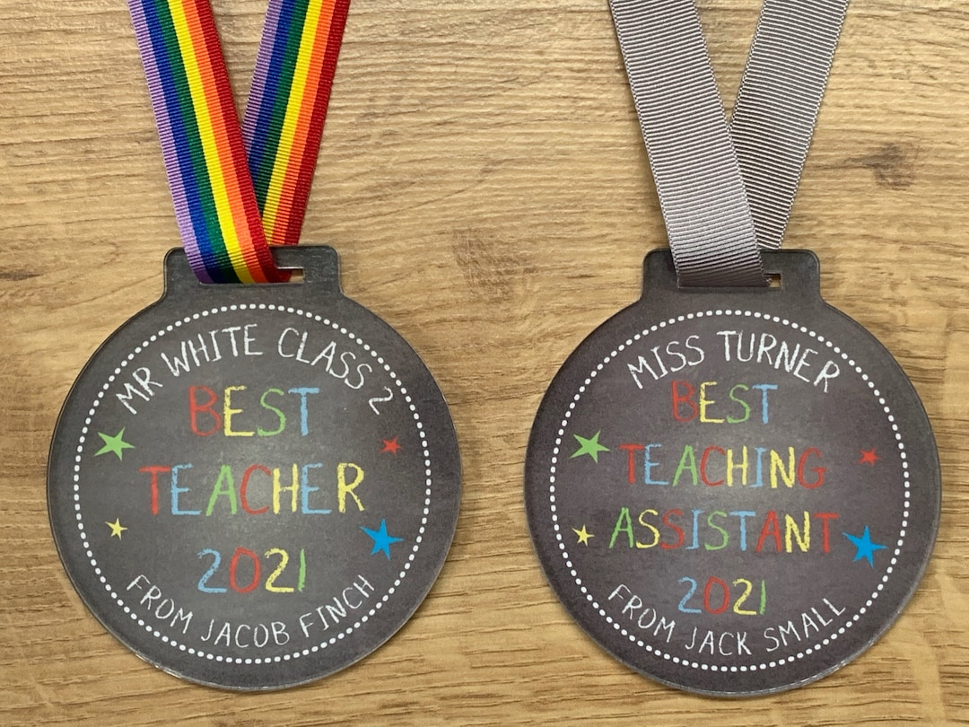 Personalised Best Teacher Medal, Best Teaching Assistant Medal, Teacher ...