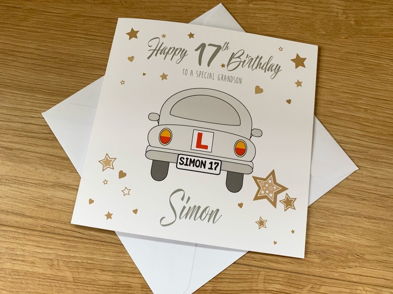 17th Birthday Card, Learner Driver, Personalised, Driving Lessons Card ...