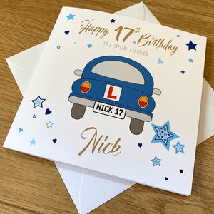 Personalised Boys Learner Driver 17th Birthday Card Any Age Any Message ...