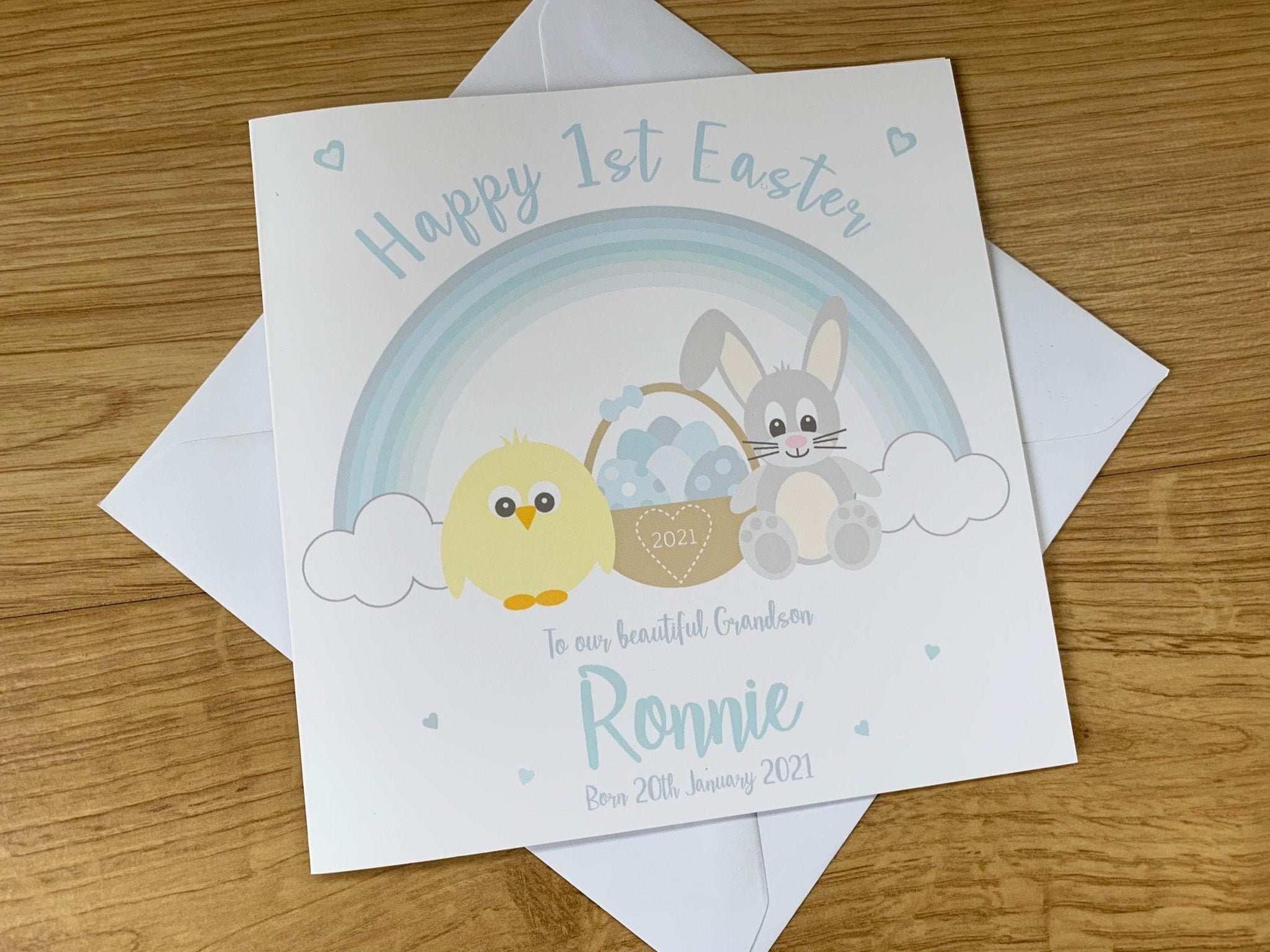 Personalised Baby's First 1st Easter Card Bunny Chick - Etsy UK