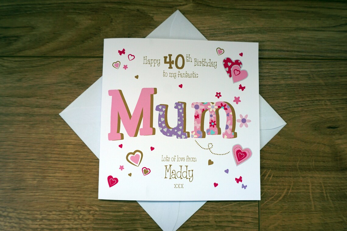 Personalised MUM MUMMY 40TH Birthday Card Any Age/any - Etsy