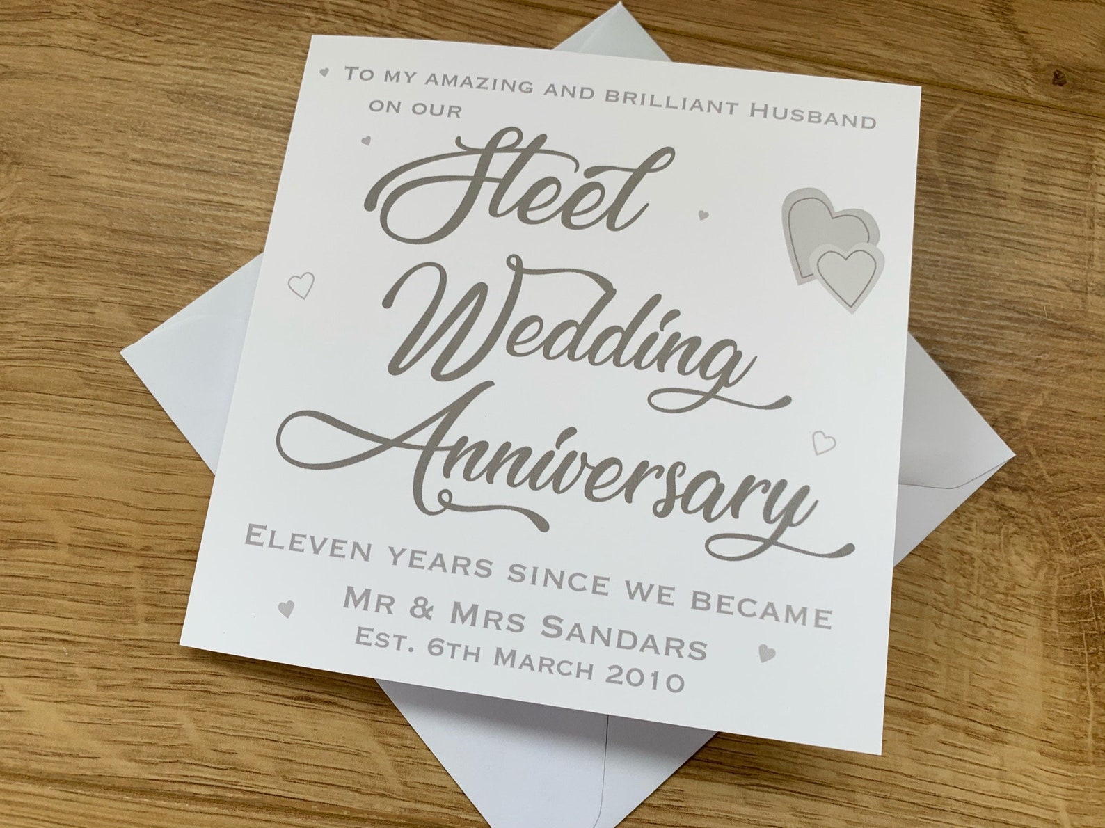 Personalised Steel 11th Wedding Anniversary Card Husband Wife - Etsy