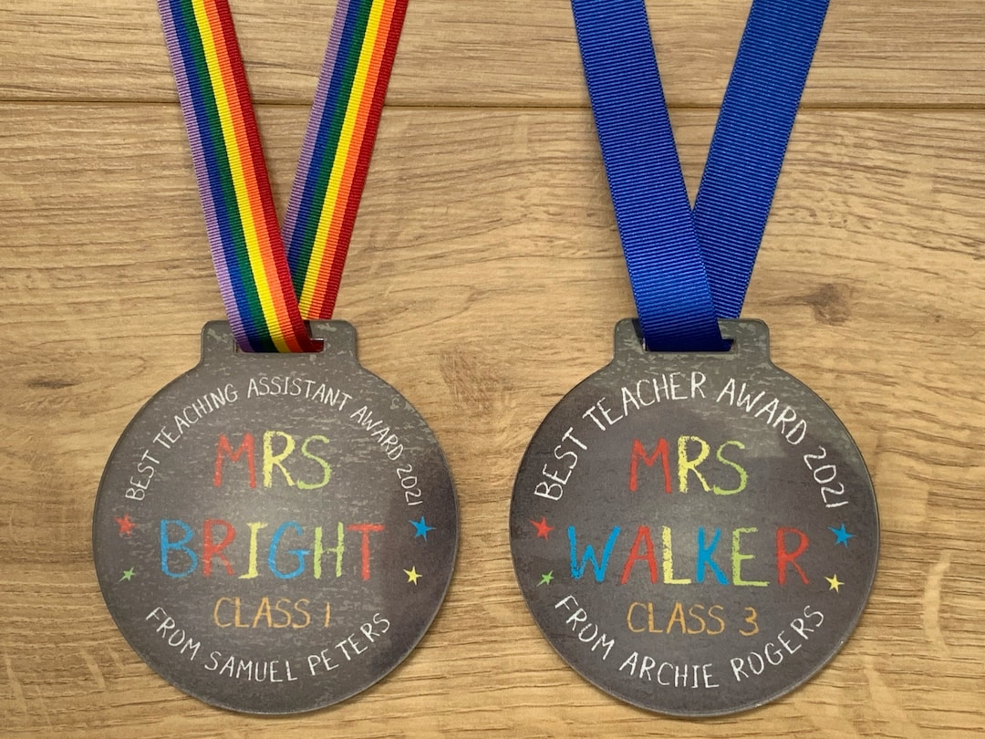 Personalised Best Teacher Medal, Best Teaching Assistant Medal, Teacher ...