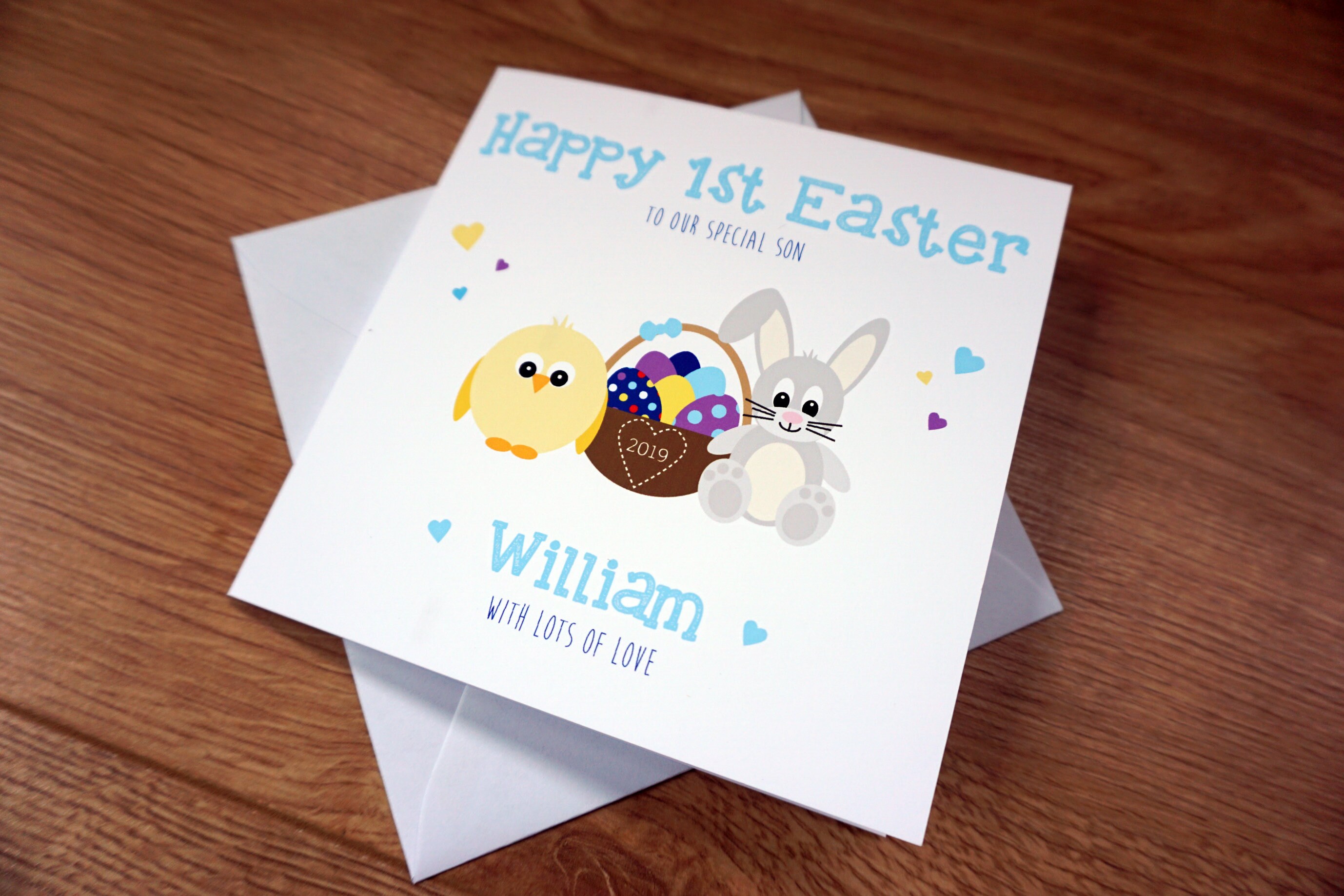 Personalised Baby's First 1st Easter Card Bunny Chick | Etsy UK