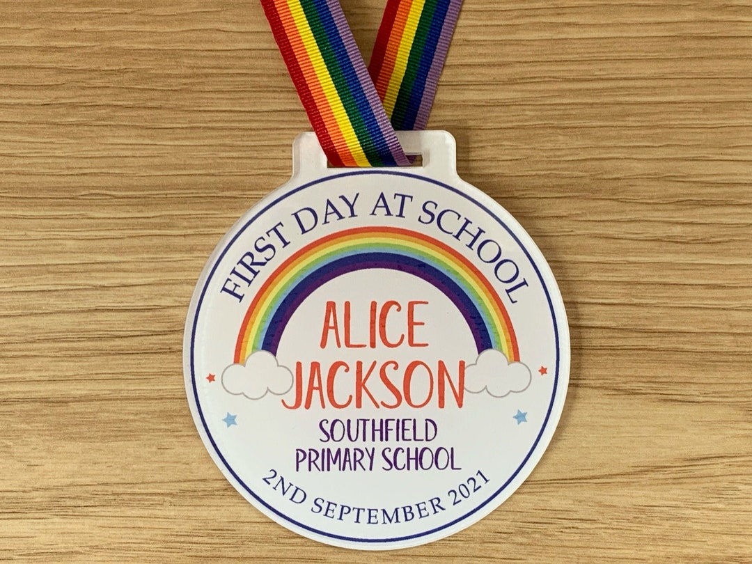 Personalised First Day at School Medal, First Day at School Award ...