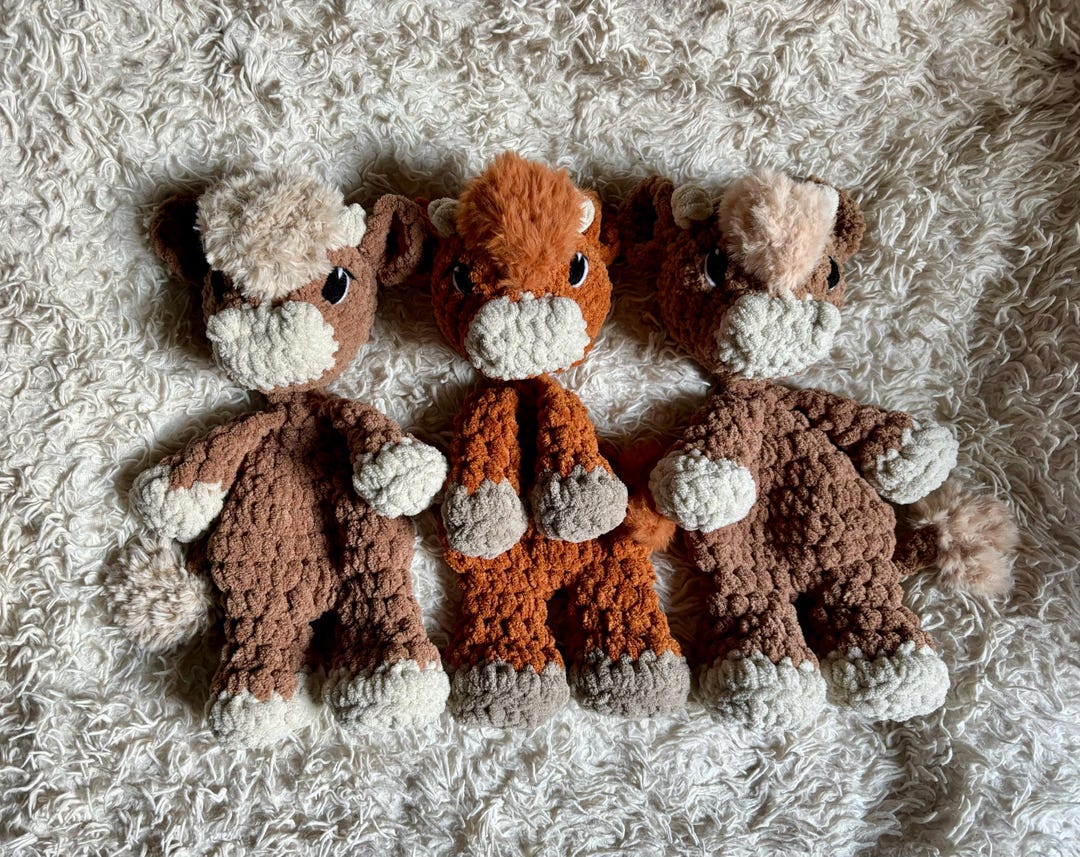 Highland Cow Lovey, Crochet Cow Snuggler, Soft Cuddle Buddy, Baby ...