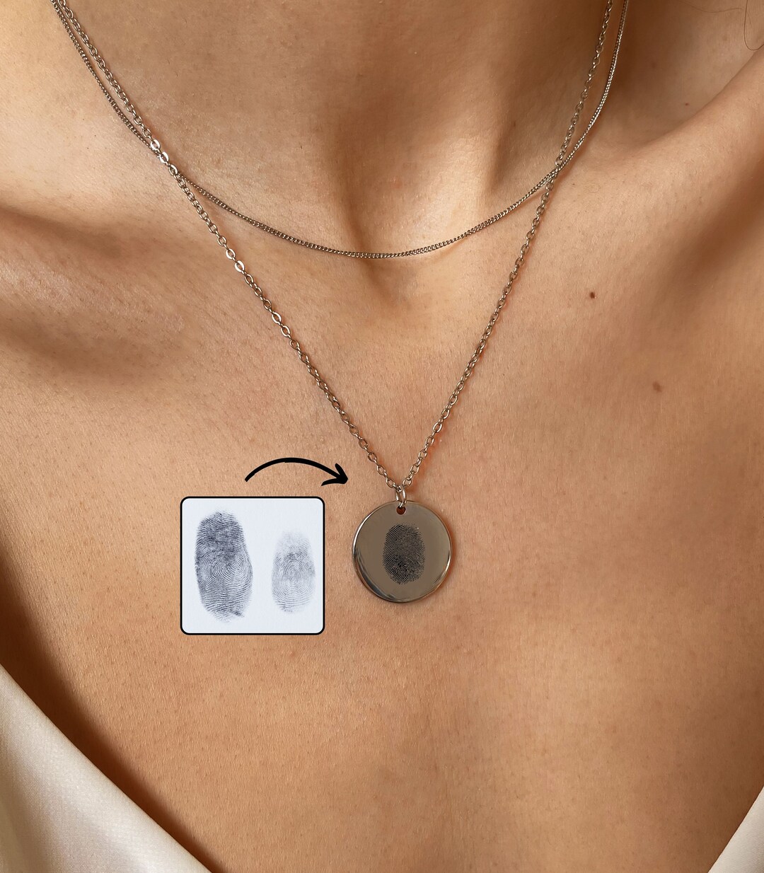 Personalized Fingerprint Pendant Necklace, in Loving Memory Jewelry ...