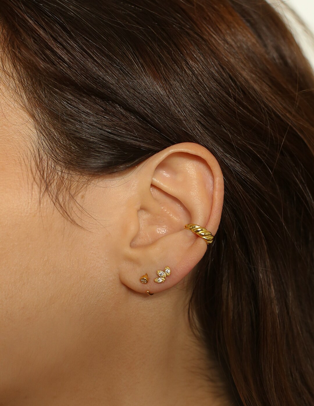 Fake Piercing, Fake Ear Cuff, Gold Ear Cuff, Non Pierced Ear Cuff, Ear ...