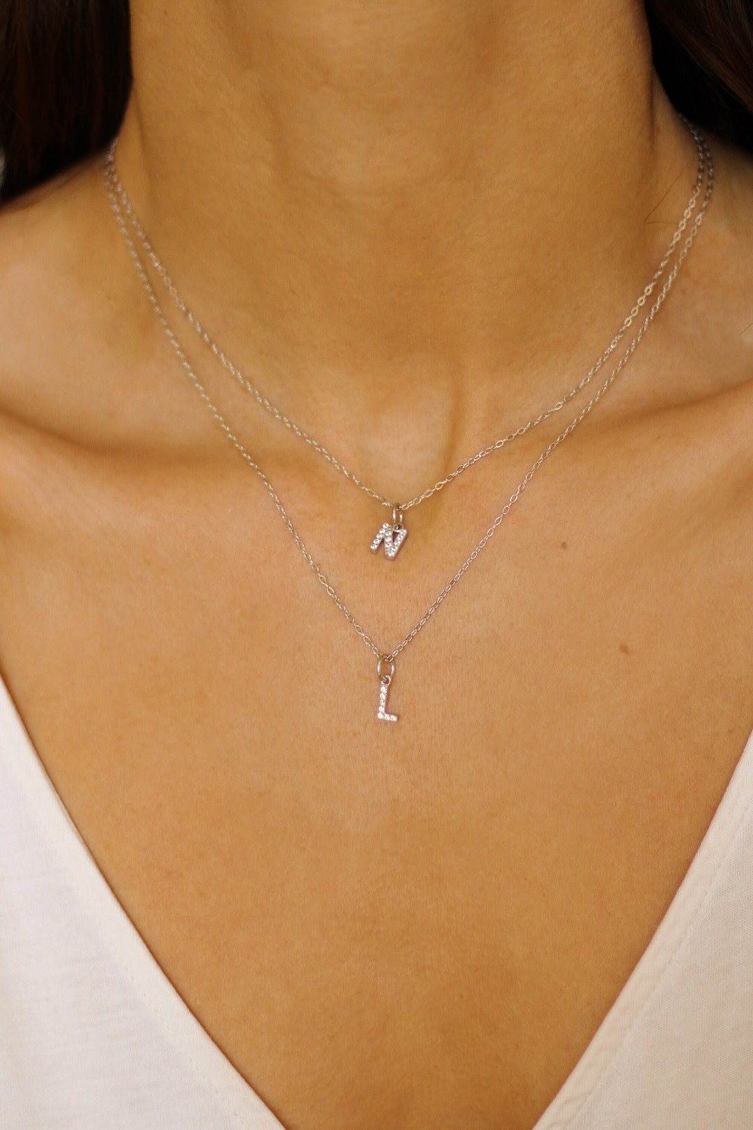 Sterling Silver Letter Necklace Personalized Letter L - Etsy Denmark