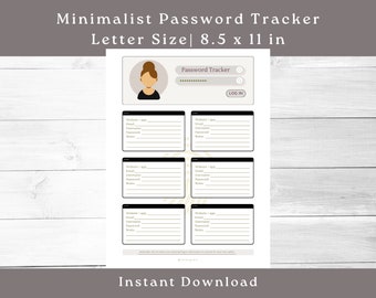 Password Tracker Printable, Letter Size PDF, Instant Download - Etsy