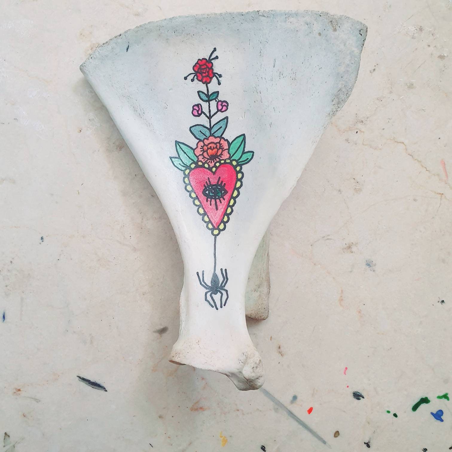 Bone Scapula Bone Decor Painted Bones Taxidermy Curiosity - Etsy