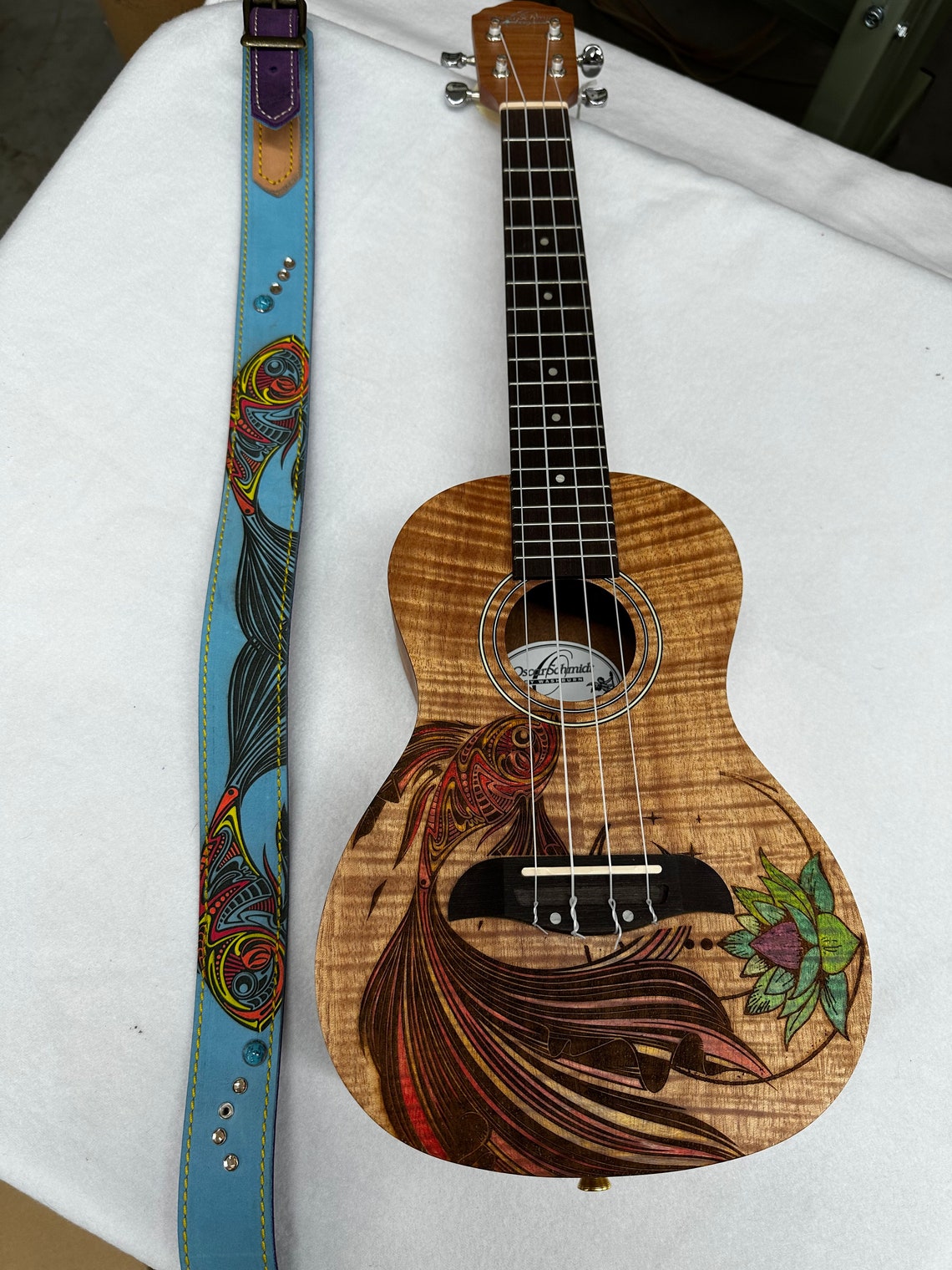 Engraved "goldfish" Ukulele W/shoulder Strap - Etsy